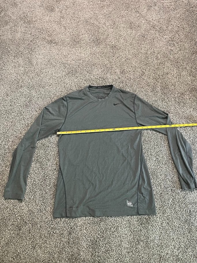 Nike Pro Combat Dri-Fit Fitted Gray Long Sleeve Performance Active ...