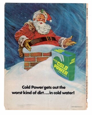 vintage 1970s large size mag print ad Cold Power detergent Christmas ...