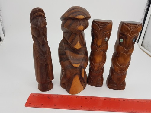 Lot Of 4 Carved Wood Mauri Taniwha / Polynesian ? Islander? Small ...