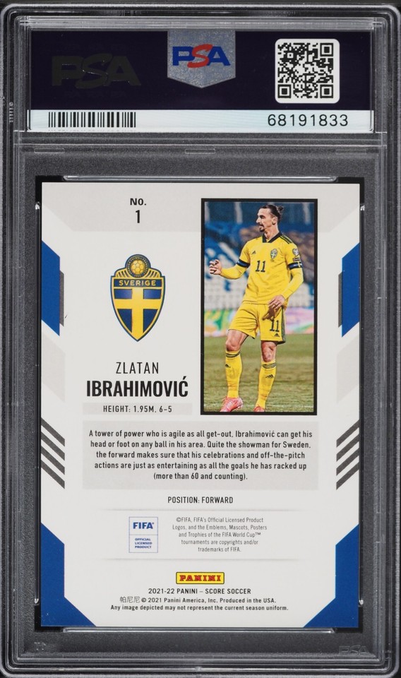 2021-22 Zlatan Ibrahimovic Panini Score Purple Lasers Sweden Card 7/15 ...