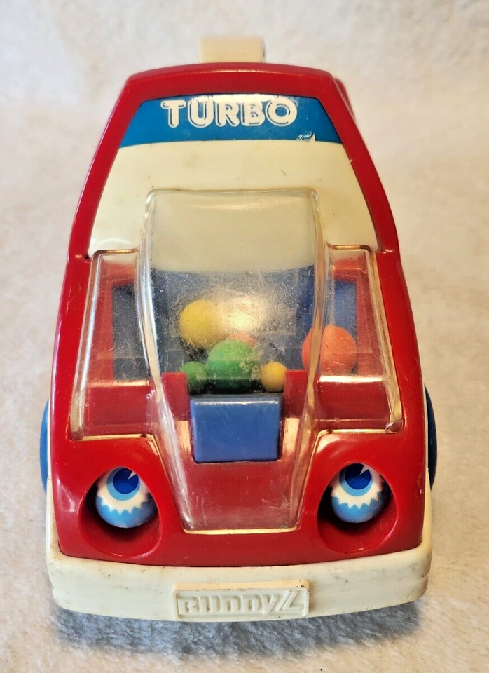 Vintage 1988 Popcorn Popper Push Pull Toddler Toy Car "TURBO" My First ...