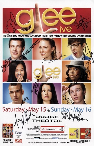 GLEE Live 2010 concert tour signed x12 autographed GIG poster JSA ...