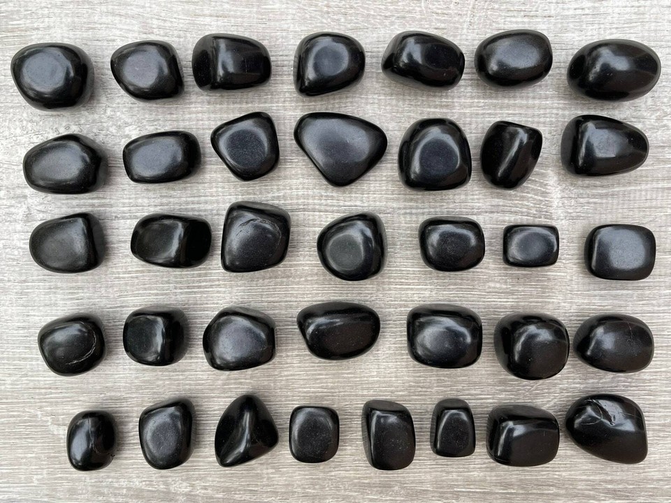 Grade A++ Jet Tumbled Stones, 0.75-1.5 Inch Tumbled Jet Stones ...