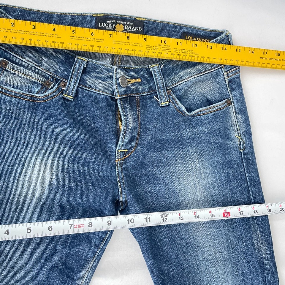 Lucky Brand Lola Skinny Reg Low-Rise Distressed Jeans Medium Wash Denim ...