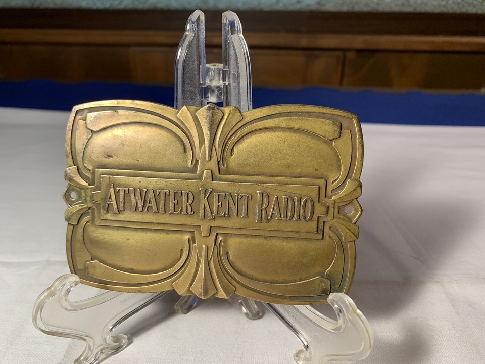 Vintage 1920's Manufacturing Brass Name Tag Plate Atwater Kent Radio ...