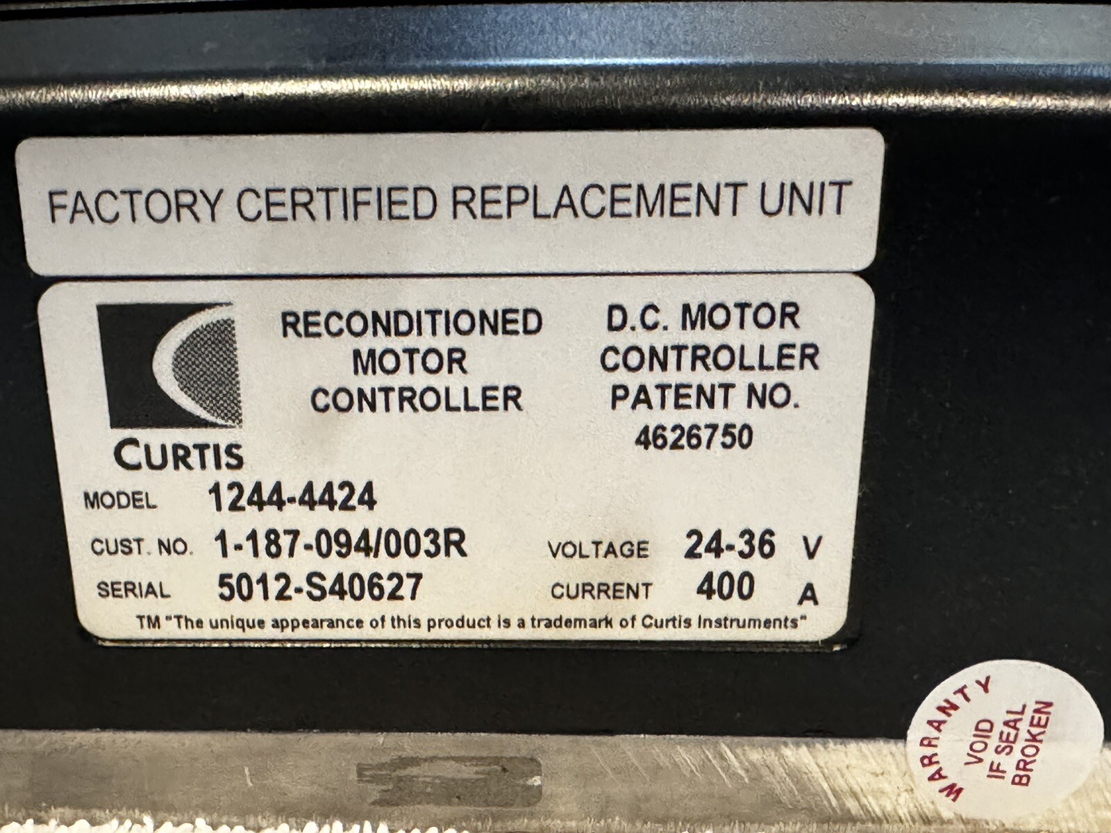 Rebuilt Curtis D.C Motor Controller P/N: 1244-4425 | eBay