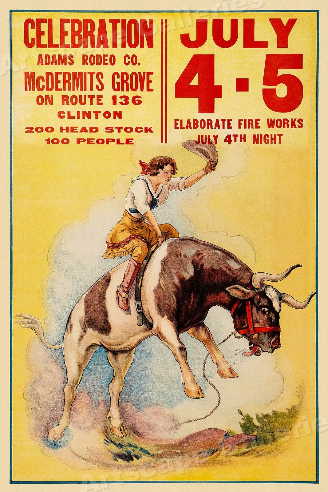 Cowgirl 1930s Western Rodeo Celebration Vintage Style Poster - 20x30 | eBay