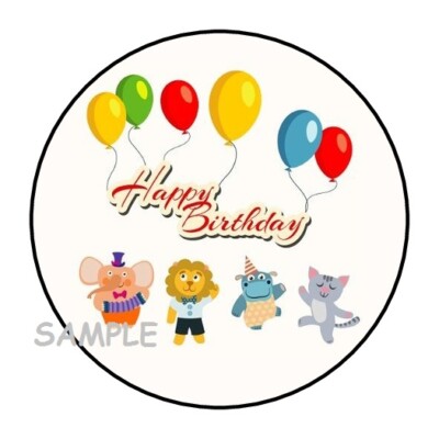 30 CUTE ANIMALS HAPPY BIRTHDAY ENVELOPE SEALS LABELS STICKERS 1.5 ...