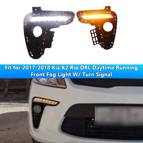 Fit for 2017-2018 Kia K2 Rio DRL Daytime Running Front Fog Light W ...