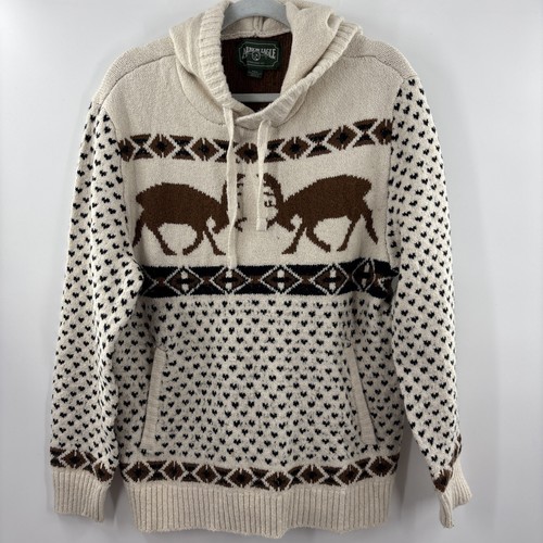 Vintage 2000s Hooded Sweater American Eagle Moose Hunting Knit Mens ...