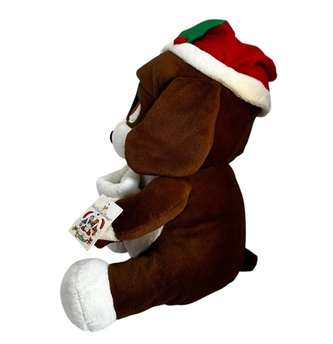 Sad Sam 15" Plush Puppy Dog Holding Christmas Stocking Santa Hat Dan ...