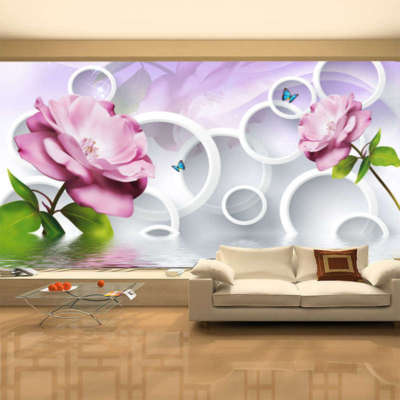 Fiori fantasia viola 3D Tenda Bloccare Foto Stampa Tendaggio Drappo ...