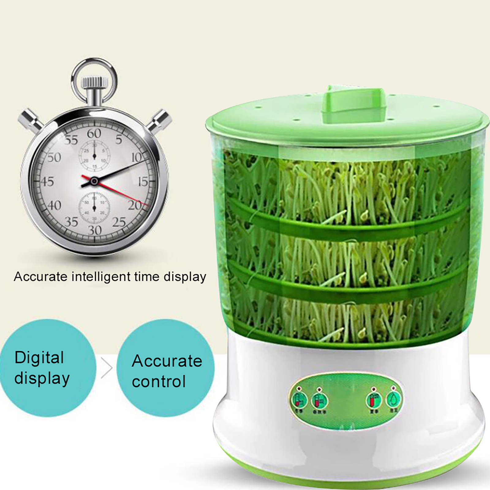 1 Set Bean Sprouter Eu Plug Germinate Time Saving Kitchen Bean Sprouter ...