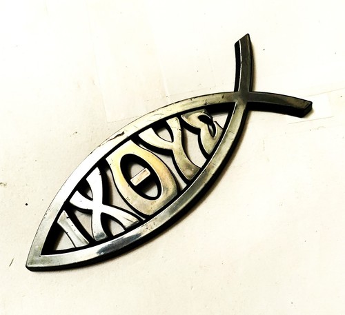 IXOYE Religious Logo Christian Fish Symbol Chrome Auto Emblem Badge ...