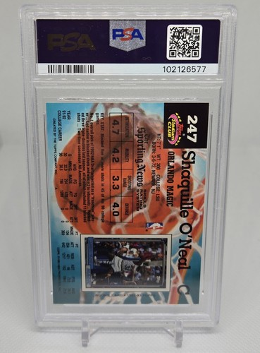 Shaquille O’Neal Rookie Card 1992-93 Topps Stadium Club #247 PSA 9 Mint ...