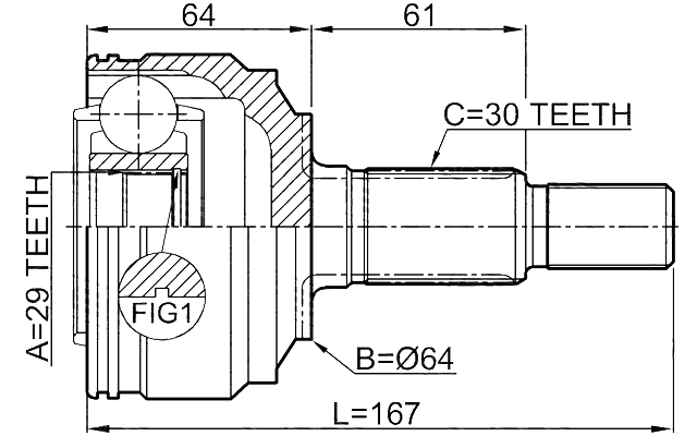 Outer Cv Joint Rear 29X64X30 For Audi 7L8501201B, 7L8501201Bv ...