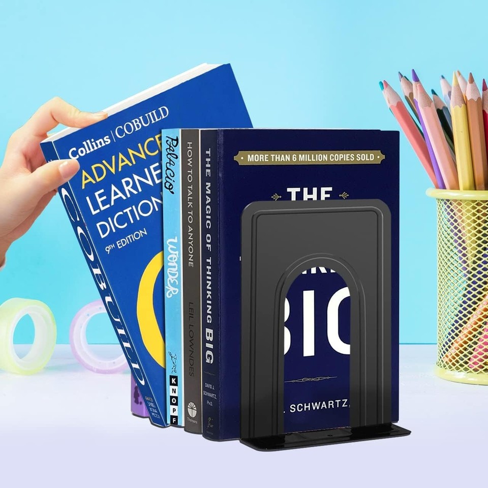 Bookends Metal Large Pair of Heavy Duty Book End Stand Support For ...