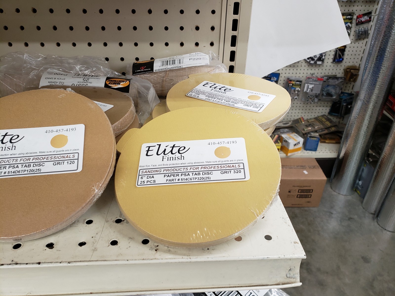 6" PSA Tab Discs Sticky Sand Paper Discs 320 Grit 25 Pack Premium Gold ...