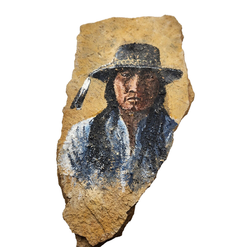 Native American Hand Painted Slate Stone Signed portrait Vintage | eBay
