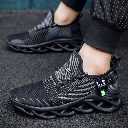 PLUS SIZE Men's Knit Breathable Blade Type Running Shoes With Shock ...