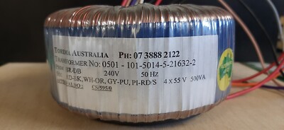 Torema NOS 500VA 4x55V Toroidal Transformer 240VAC center potted ...