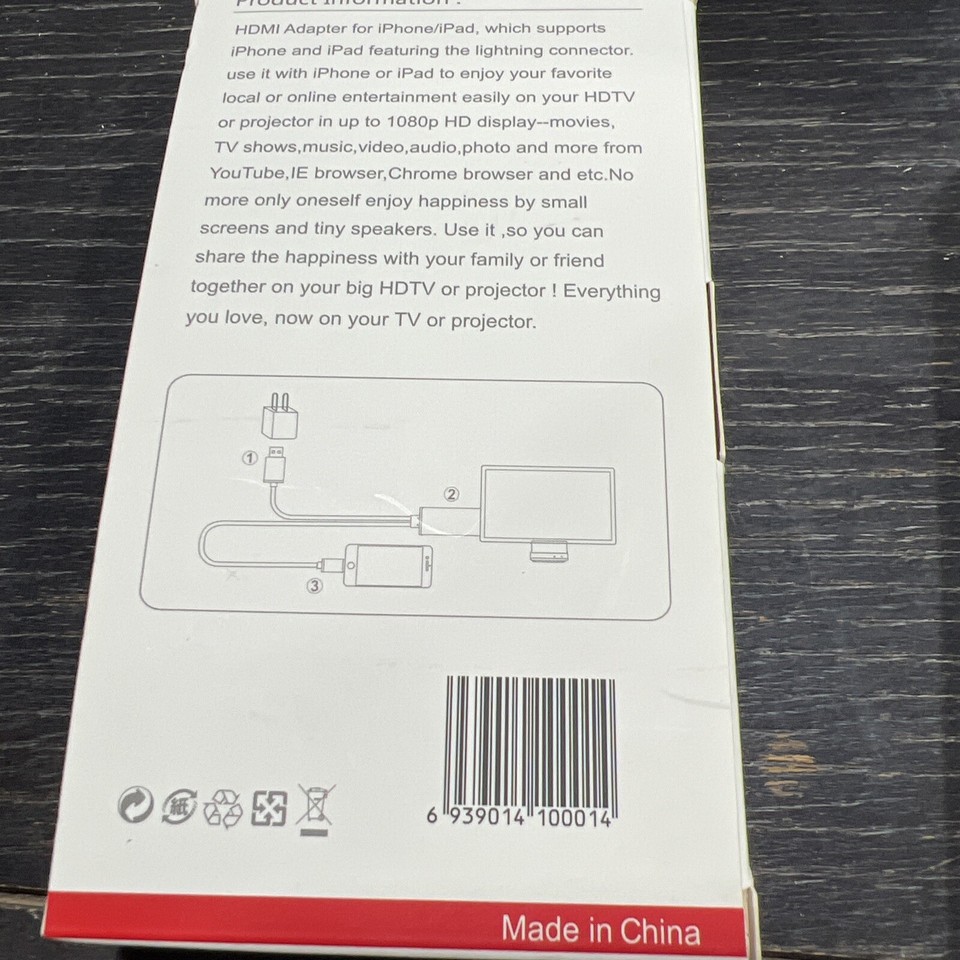 HDMI ADAPTER FOR IPHONE AV HDTV Mirroring Cable iPhone 7 - 14 iPad IOS ...