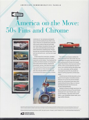 US #826 42c 50s Fins and Chrome 4353-4357 USPS Commemorative Stamp ...