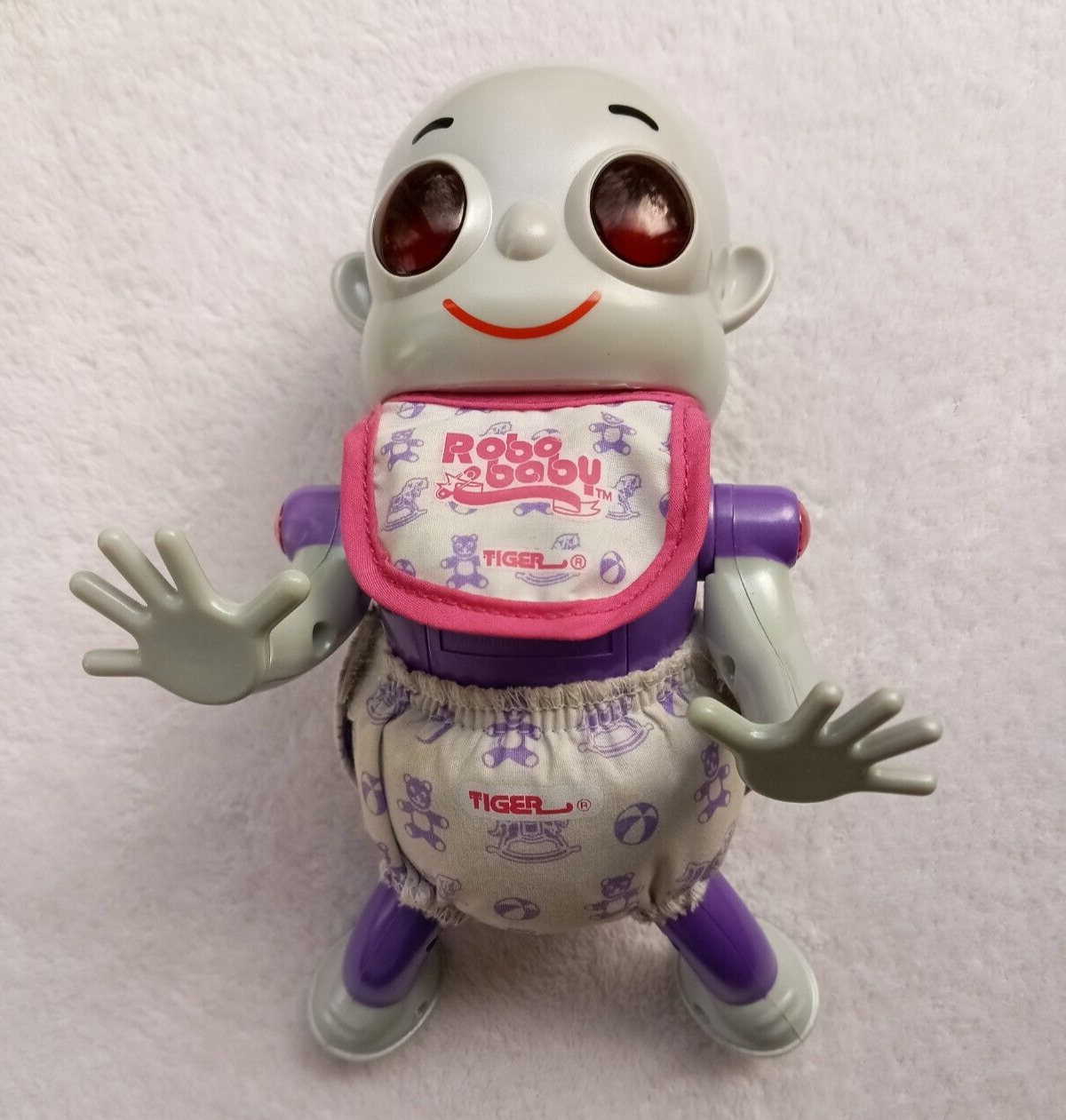2001 Hasbro Tiger Sega Toys Robo Baby Interactive Purple Diaper Bib ...