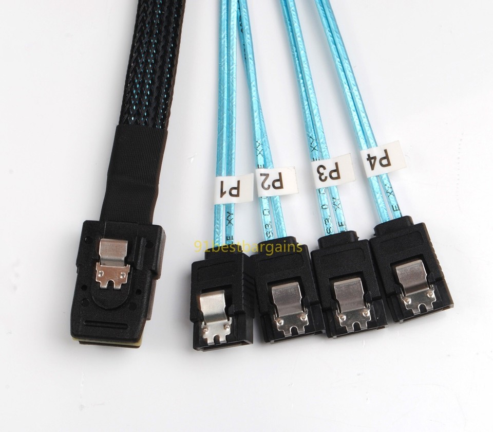 2x Mini SAS to 4 SATA SFF-8087 Multi-Lane Forward Breakout Splitter ...