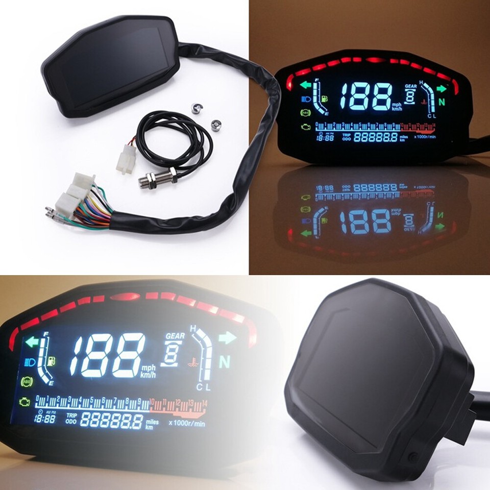 For 1,2,4-cylinder Durable Motorcycle LED Speedometer LCD Digital ...