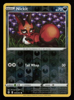 Nickit SWSH07: Evolving Skies #104/203 Reverse Holo Common Pokemon Card ...