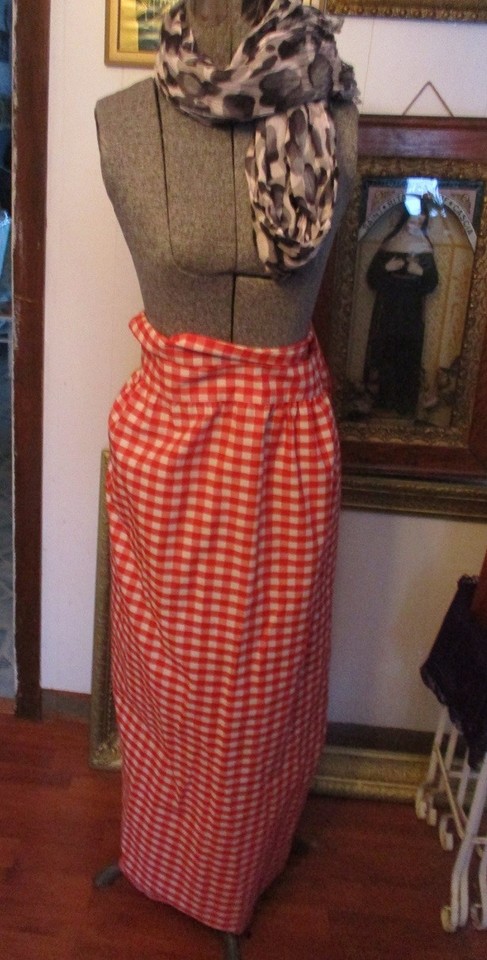 Large Cooks Red Gingham Checked Apron Unisex Red White Checked | eBay