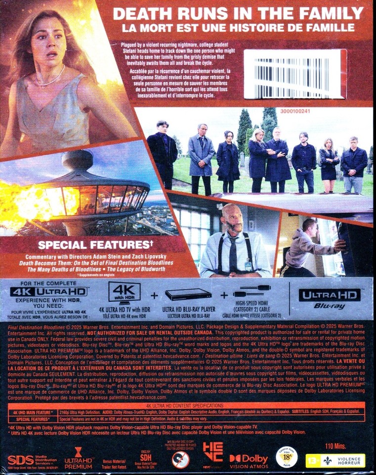 FINAL DESTINATION BLOODLINES 4K ULTRA HD SET with Tony Todd & Brec ...