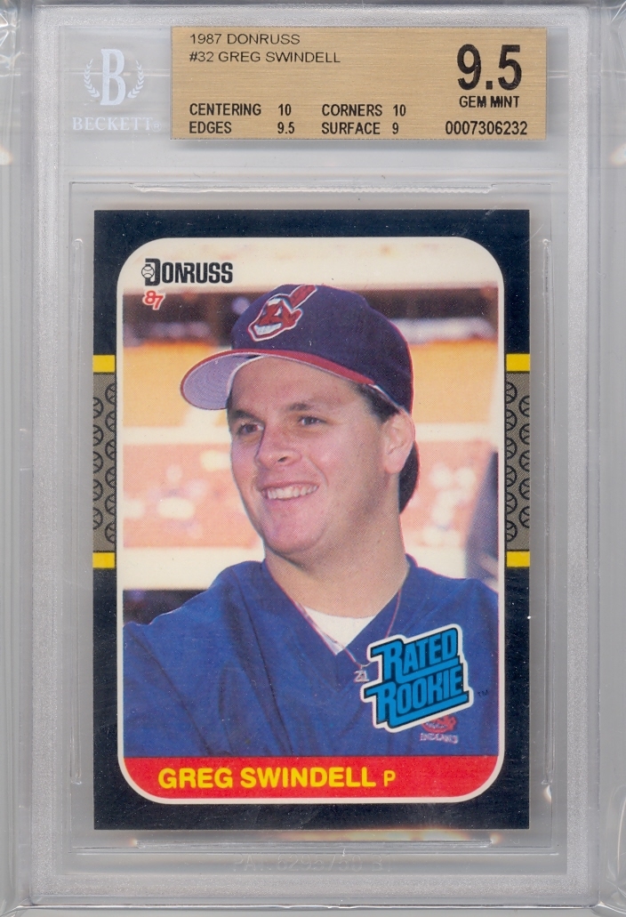 1987 Donruss Greg Swindell (Rookie Card) (#32) (Subs 2-10's/1-9.5/1-9 ...