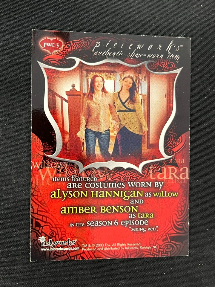 2003 Inkworks Buffy Willow Hannigan & Benson Tara PWC-3 Dual Patch Card ...