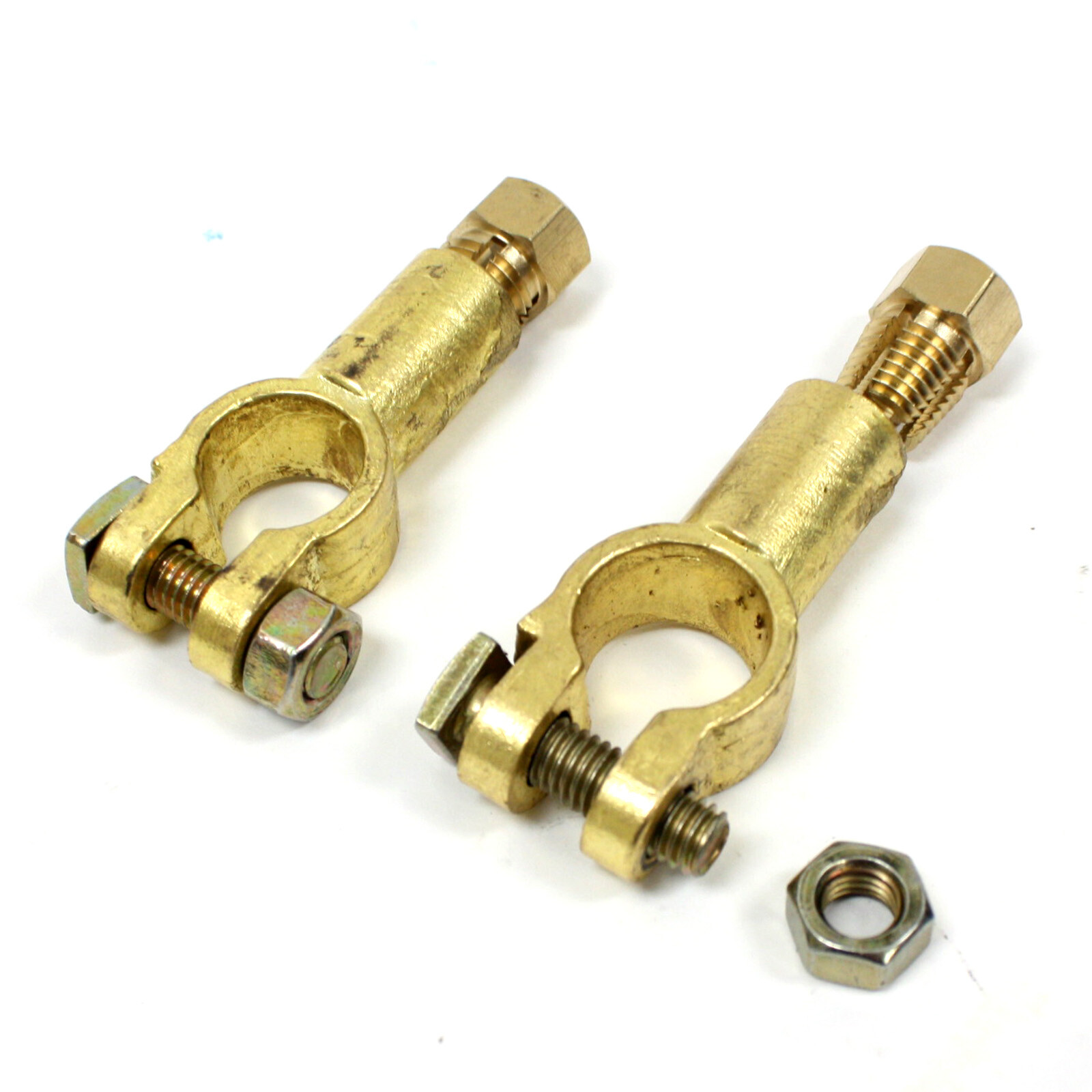 2 pieces Brass Straight Compression Nut Battery Terminal Quick Clamp ...