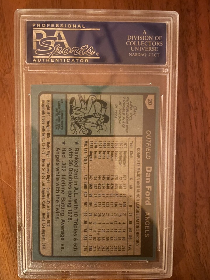1980 TOPPS #20 DAN FORD ANGELS PSA 8 NM-MT | eBay