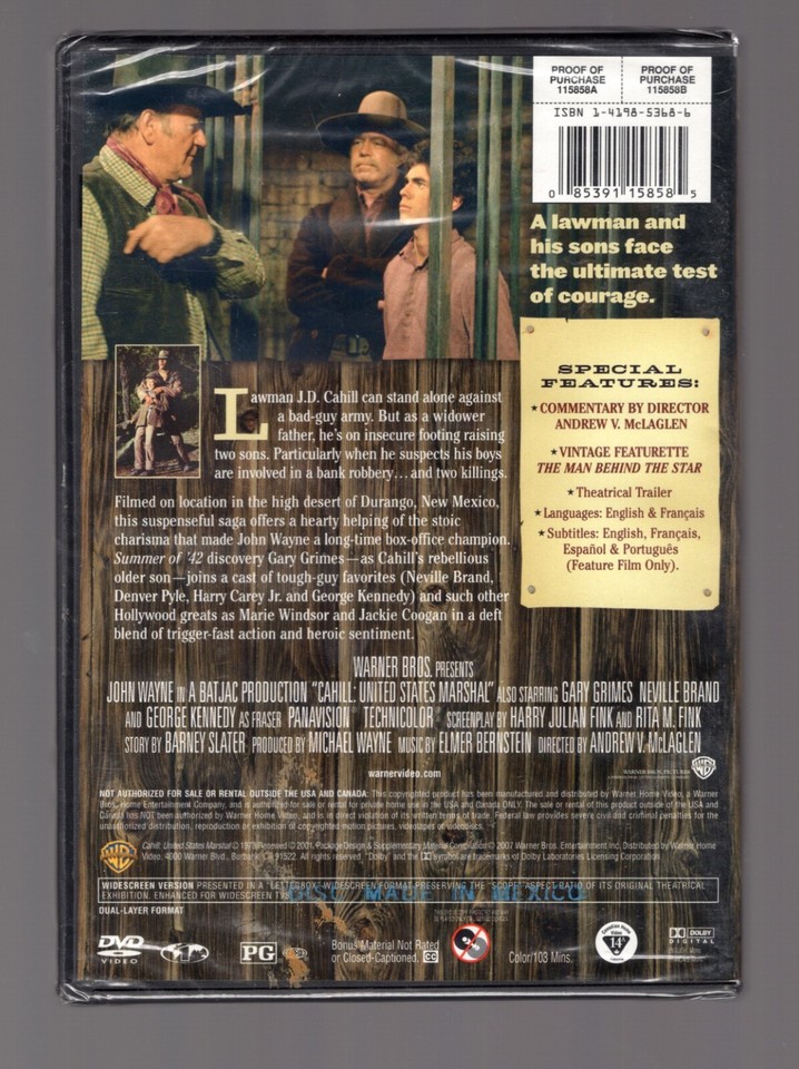 CAHILL - NEW DVD A - JOHN WAYNE - GARY GRIMES - NEVILLE BRAND - 1973 ...