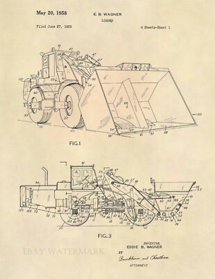 Front End Loader US Patent Art Print- Vintage Antique Construction ...