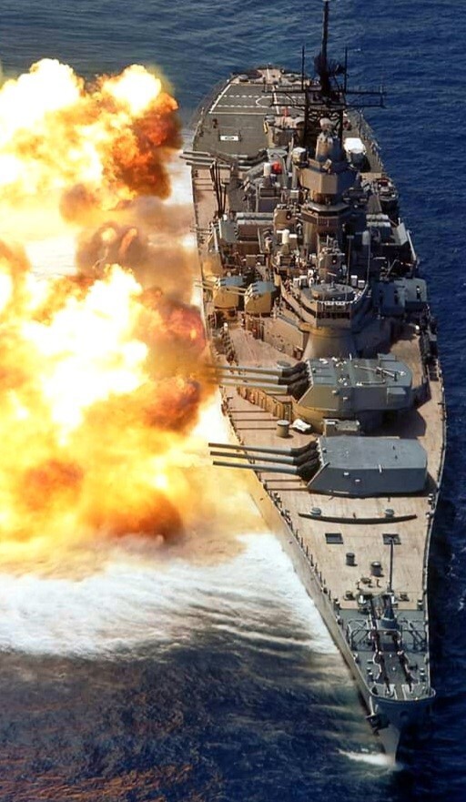 Digital Matted Photograph USN USS New Jersey Battleship BB-62 FIRING ...
