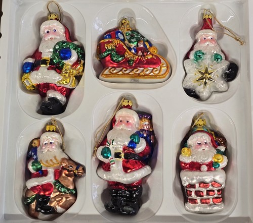 Vtg The Brass Key Christmas Splendeur Glass Ornaments Classic Santas ...