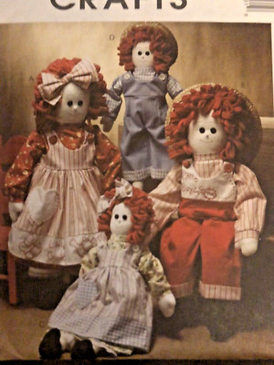 VTG 2001 McCall`s 3139 Primitive Rag Doll Family 16" & 20" Fleece ...