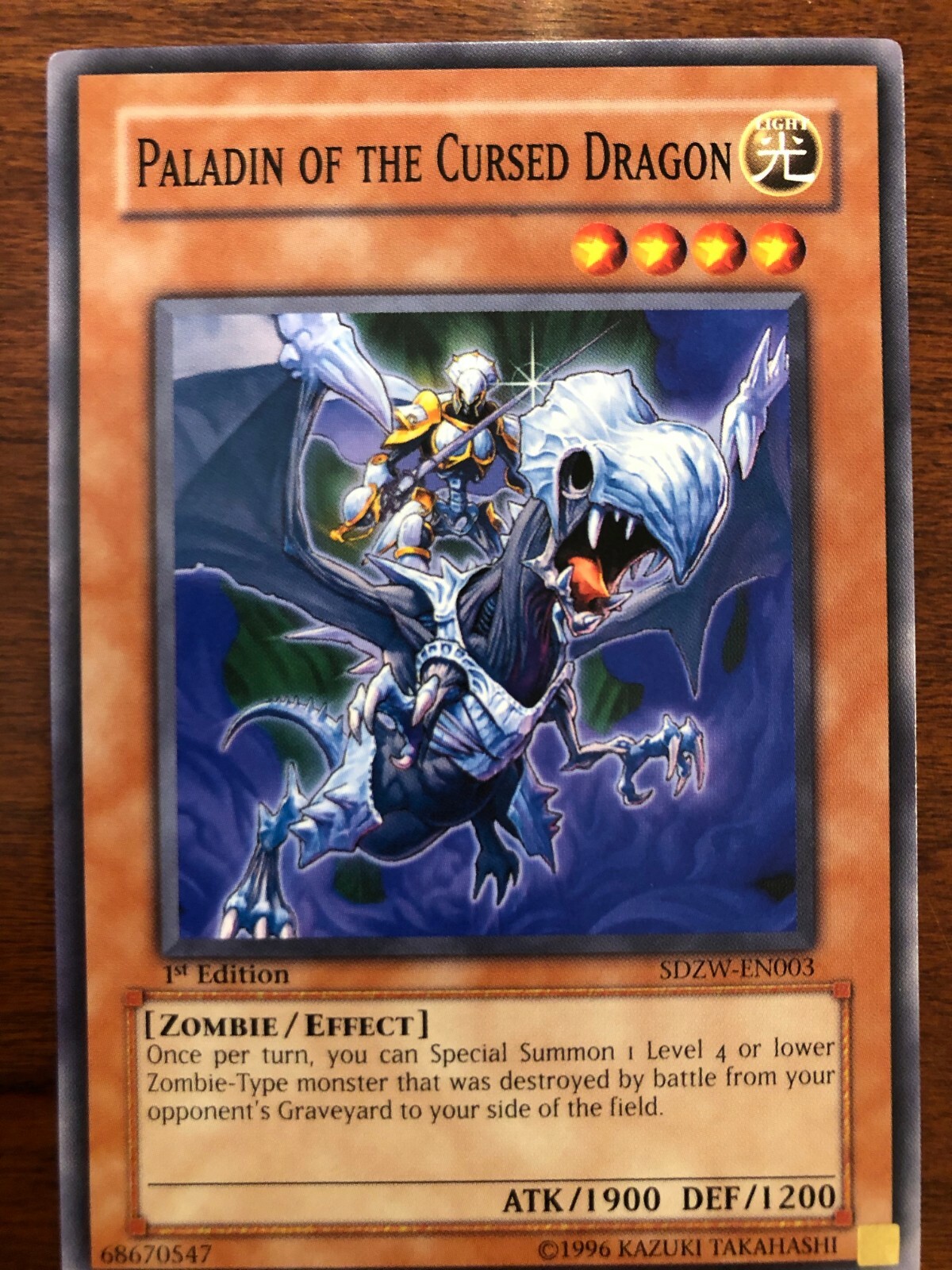 Paladin Of The Cursed Dragon - Common - 1st ed - SDZW-EN003 - NEAR MINT ...