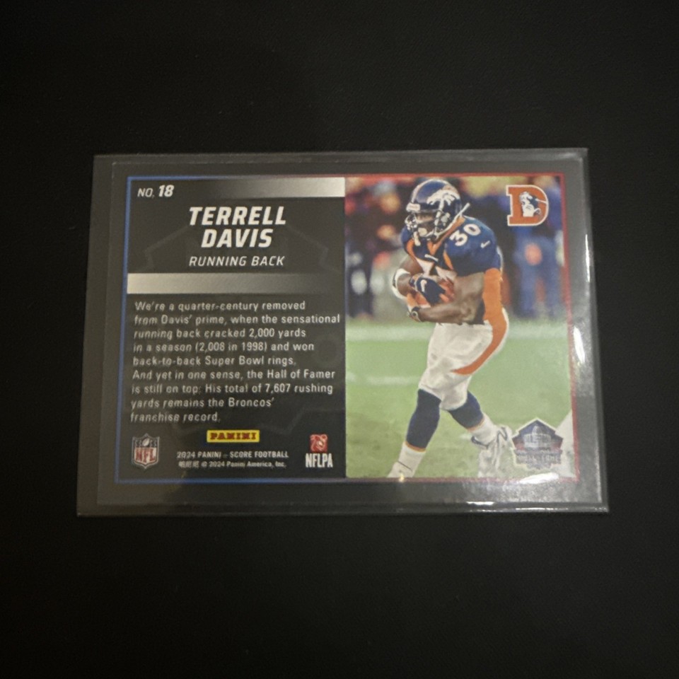 2024 Score #18 Terrell Davis Men of Canton Blue Showcase /100 Denver ...