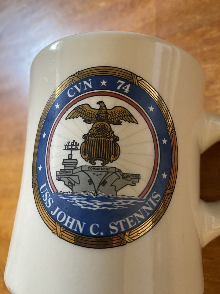 vtg Navy USS John C. Stennis CVN 74 Aircraft Carrier Ceramic Mug Cup ...
