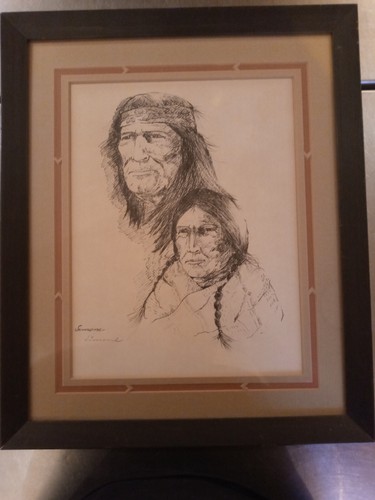 Framed Matted Native American Art Print Signed by Simone | eBay