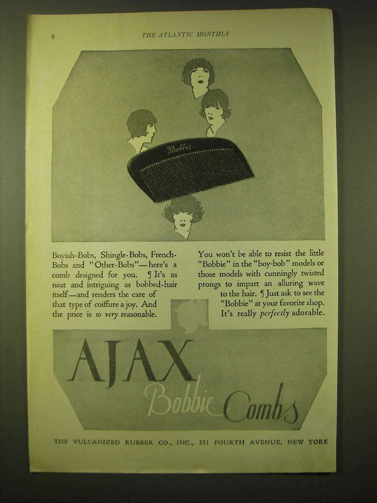 1924 Vulcanized Rubber Co. Ajax Bobbie combs Ad - Boyish-Bobs, Shingle ...
