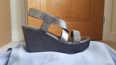 Lisa Kay Shoes 8 Wedge Grey and Silver Excellent Condition | eBay UK
