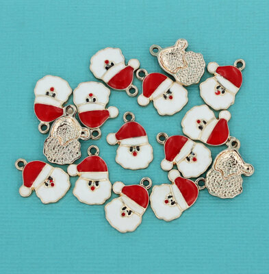 BULK 20 Santa Gold Tone Enamel Charms - E087 | eBay