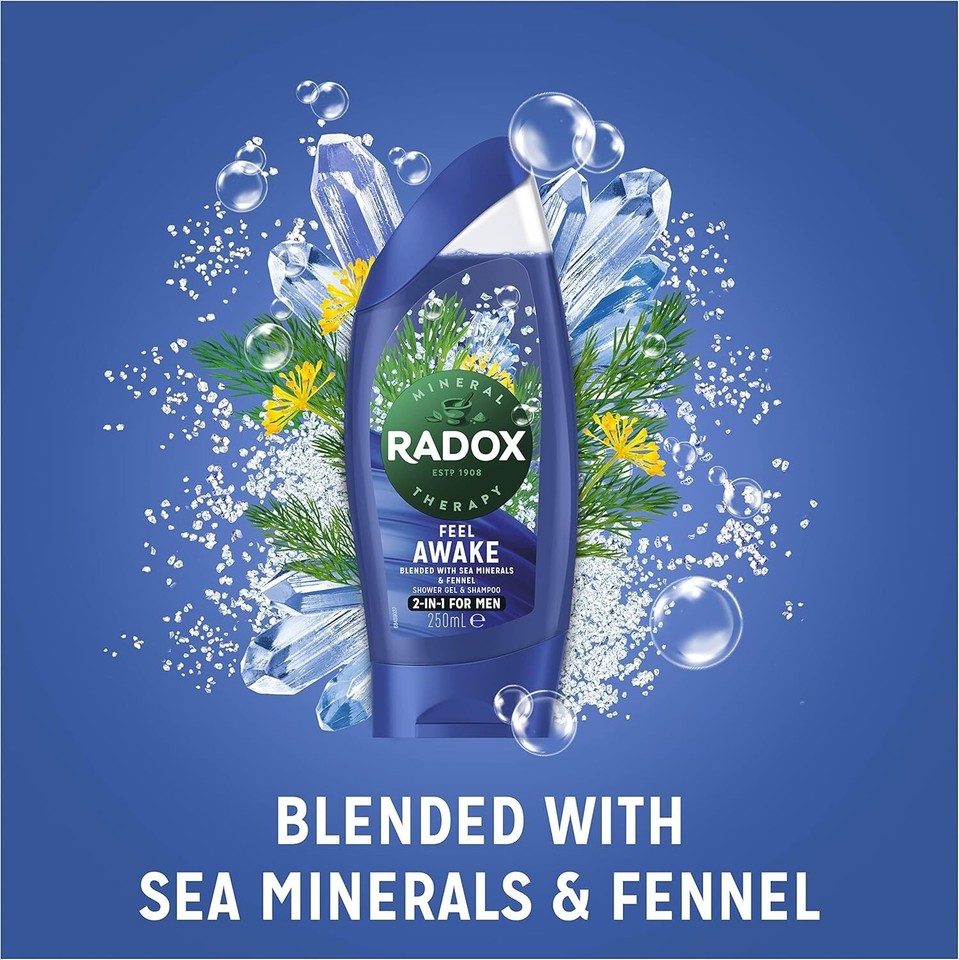 Radox Feel Awake 2-in-1 Shower Gel & Shampoo With Hanging Hook 250ml ...